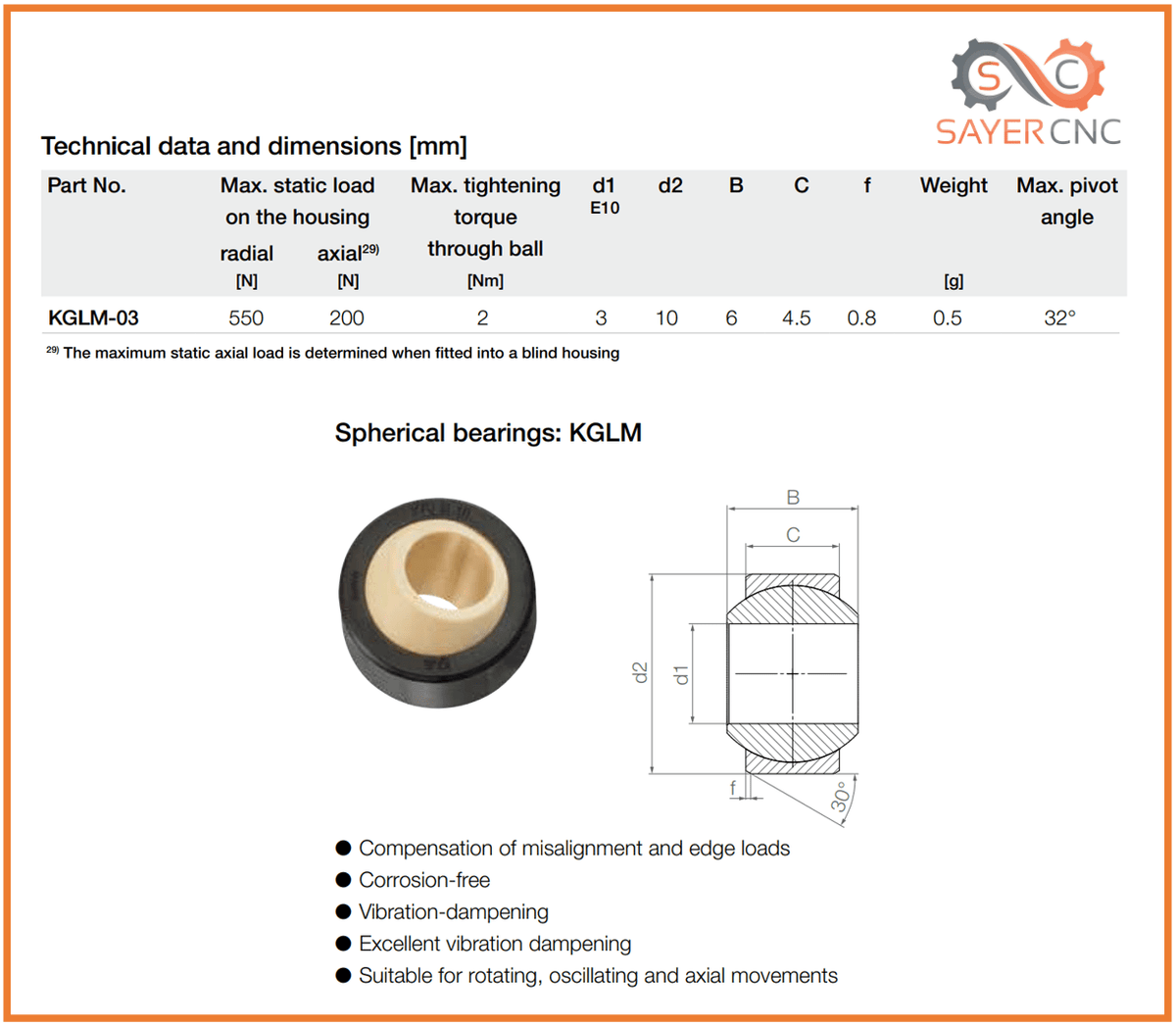 IGUS KGLM-03 Spherical Bearing 1pc – sayercnc