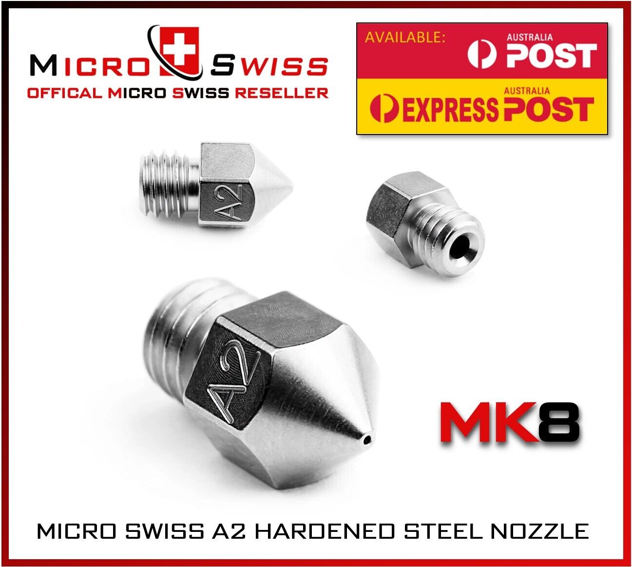 Micro Swiss MK8 Nozzle Hardened Steel Plated A2 Ender / CR-10 / and Mo ...